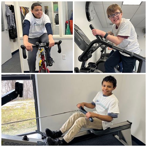 Johnathan, Ryan, and Sawyer working hard in the gym!